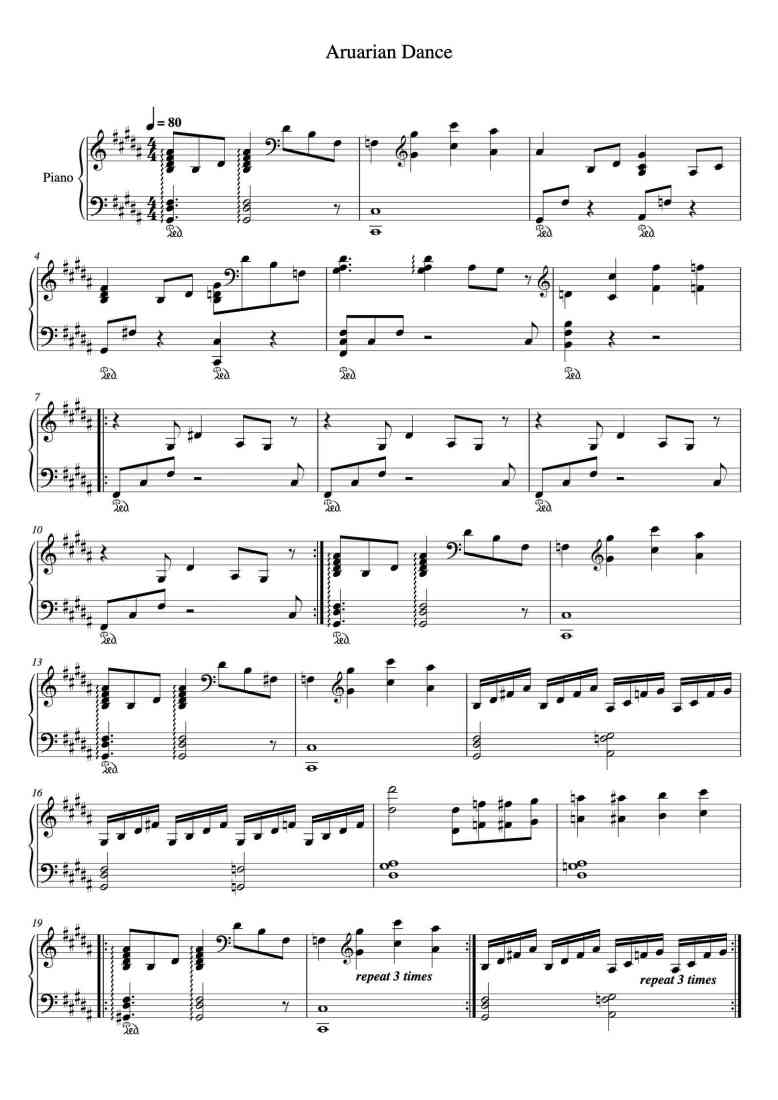 Aruarian Dance Nujabes 《混沌武士》原声带 Piano Sheet Music By Nujabes