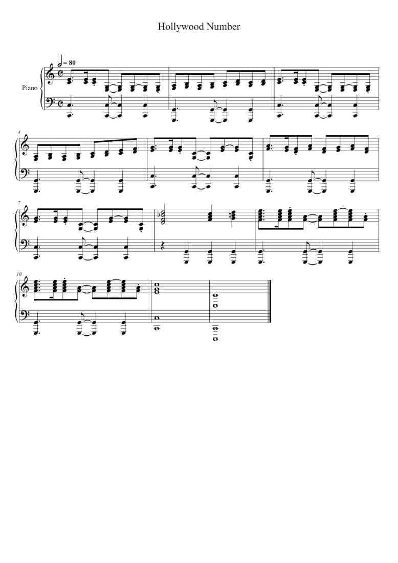 'Hollywood Number' - Piano Sheet Music By by Arthur Breur | TOPiano