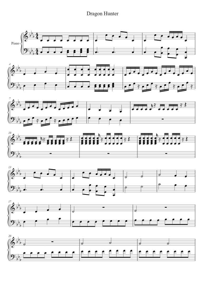'Dragon Hunter' - Piano Sheet Music By Madison Russell | TOPiano