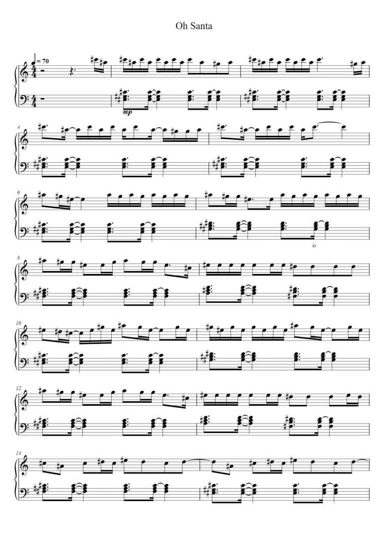 'Oh Santa' - Piano Sheet Music By Mariah Carey, Ariana Grande, Jennifer ...