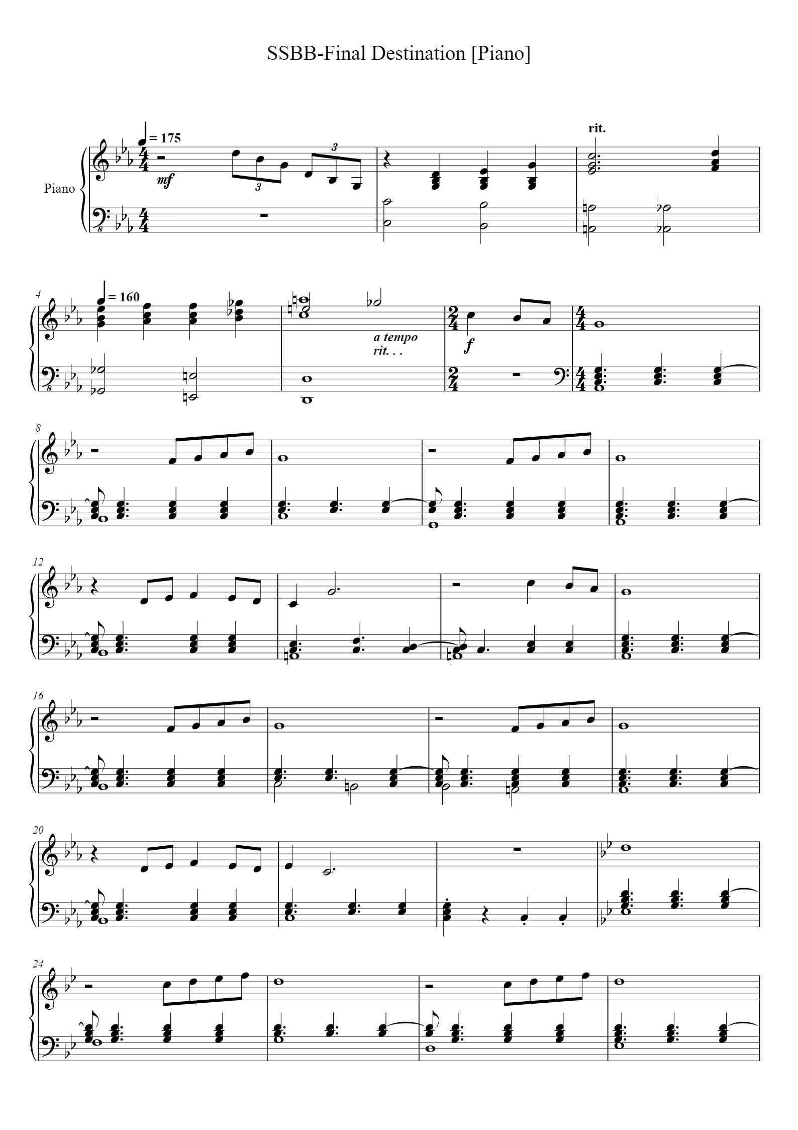 'SSBB-Final Destination [Piano]' - Piano Sheet Music By Nintendo / HAL ...