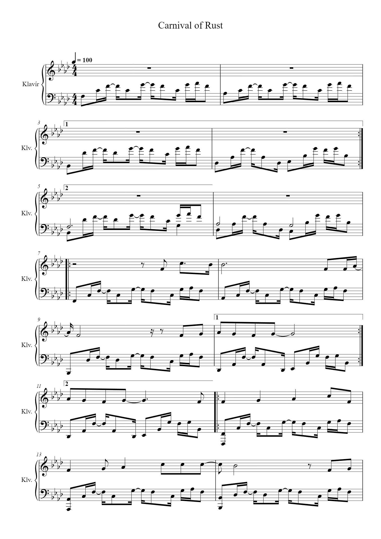'Carnival of Rust' - Piano Sheet Music By Arranged by Lenka Polášková ...