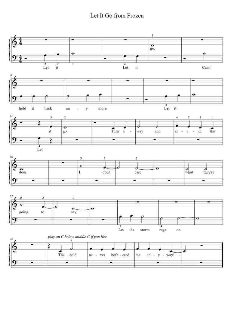 'Let It Go from Frozen' - Piano Sheet Music By xxx | TOPiano