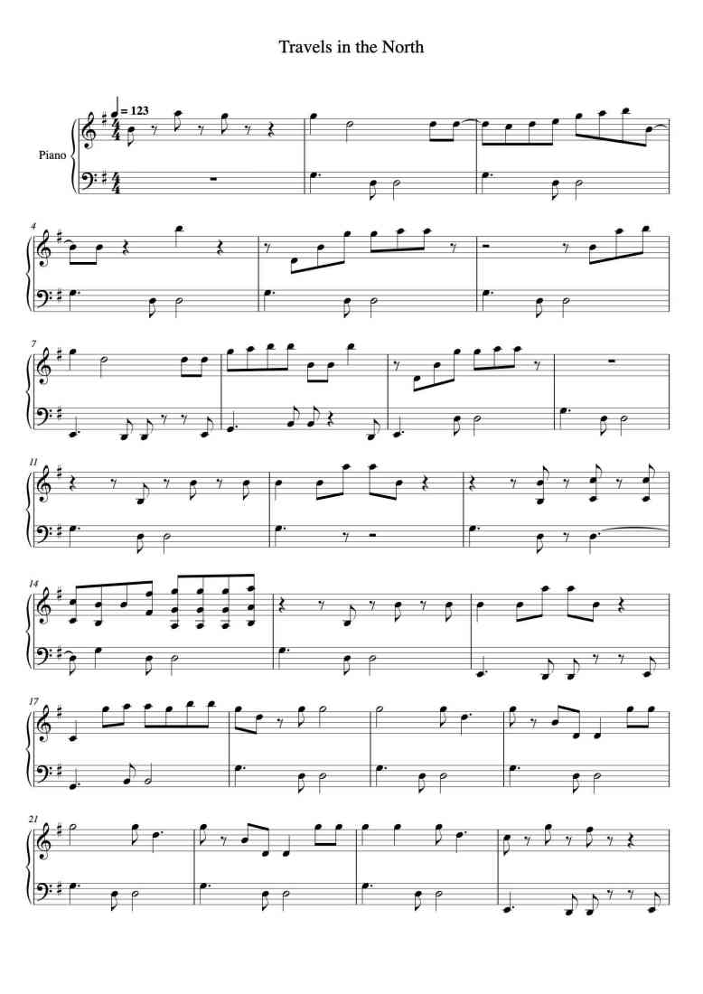 'Travels in the North' - Piano Sheet Music By Tyler Himes | TOPiano