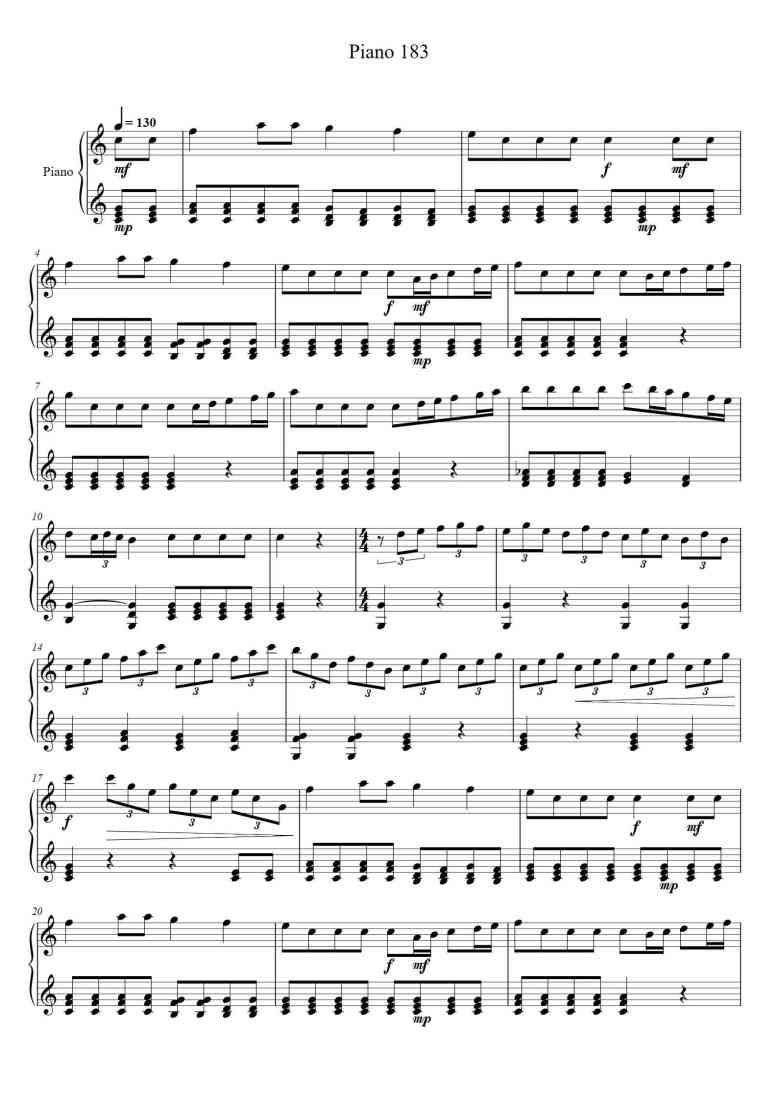 'Piano 183' - Piano Sheet Music By xxx | TOPiano