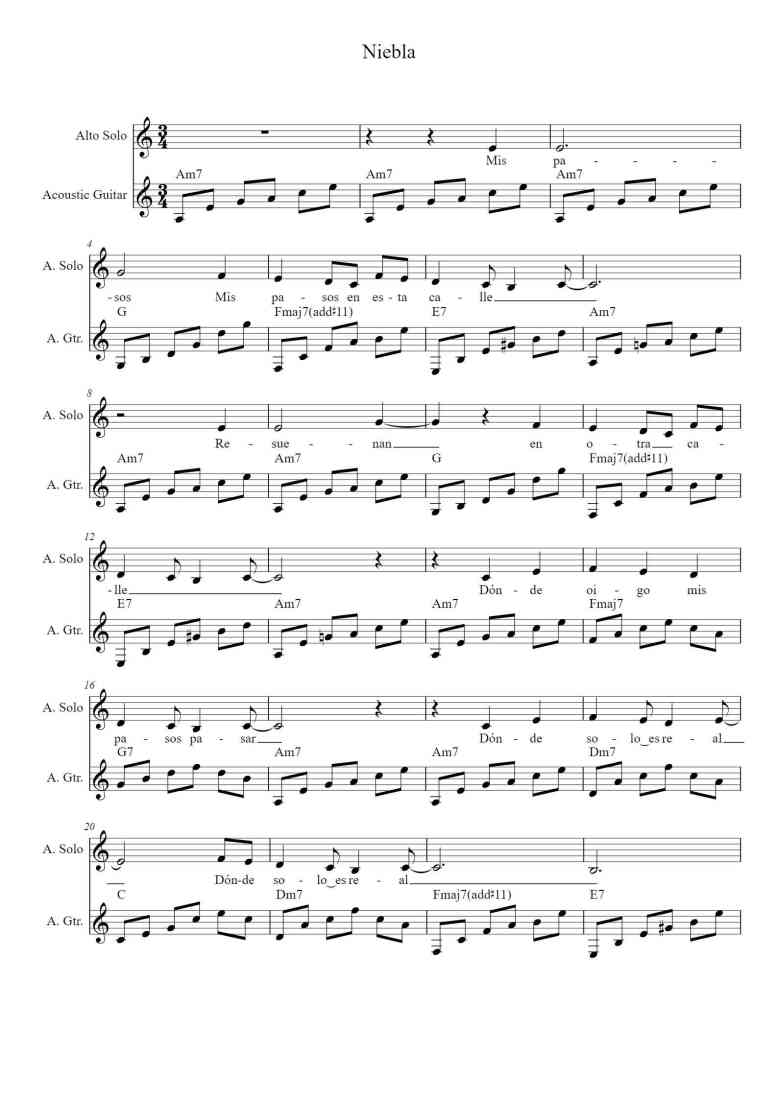 'Niebla' - Piano Sheet Music By Merly Martinez Letra: Octavio Paz | TOPiano