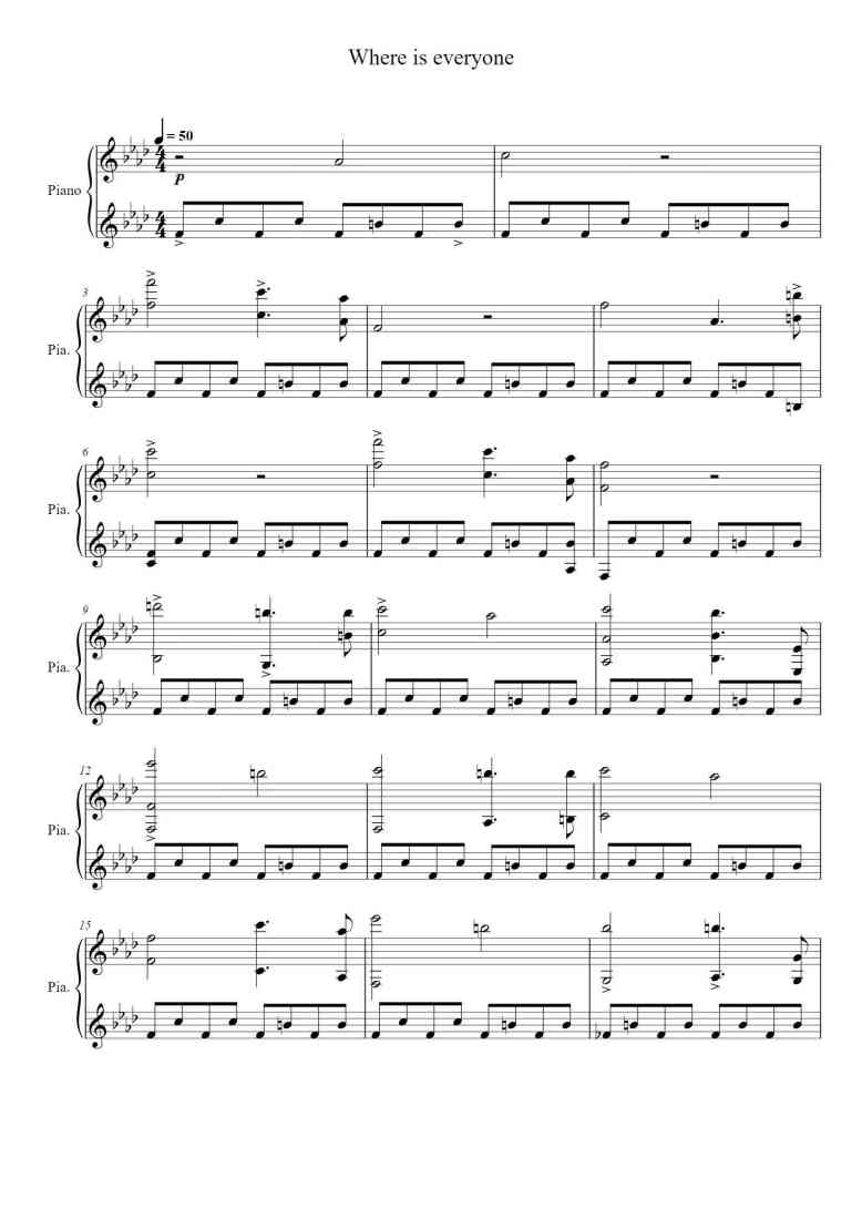 'Where is everyone' - Piano Sheet Music By Zach Beever | TOPiano