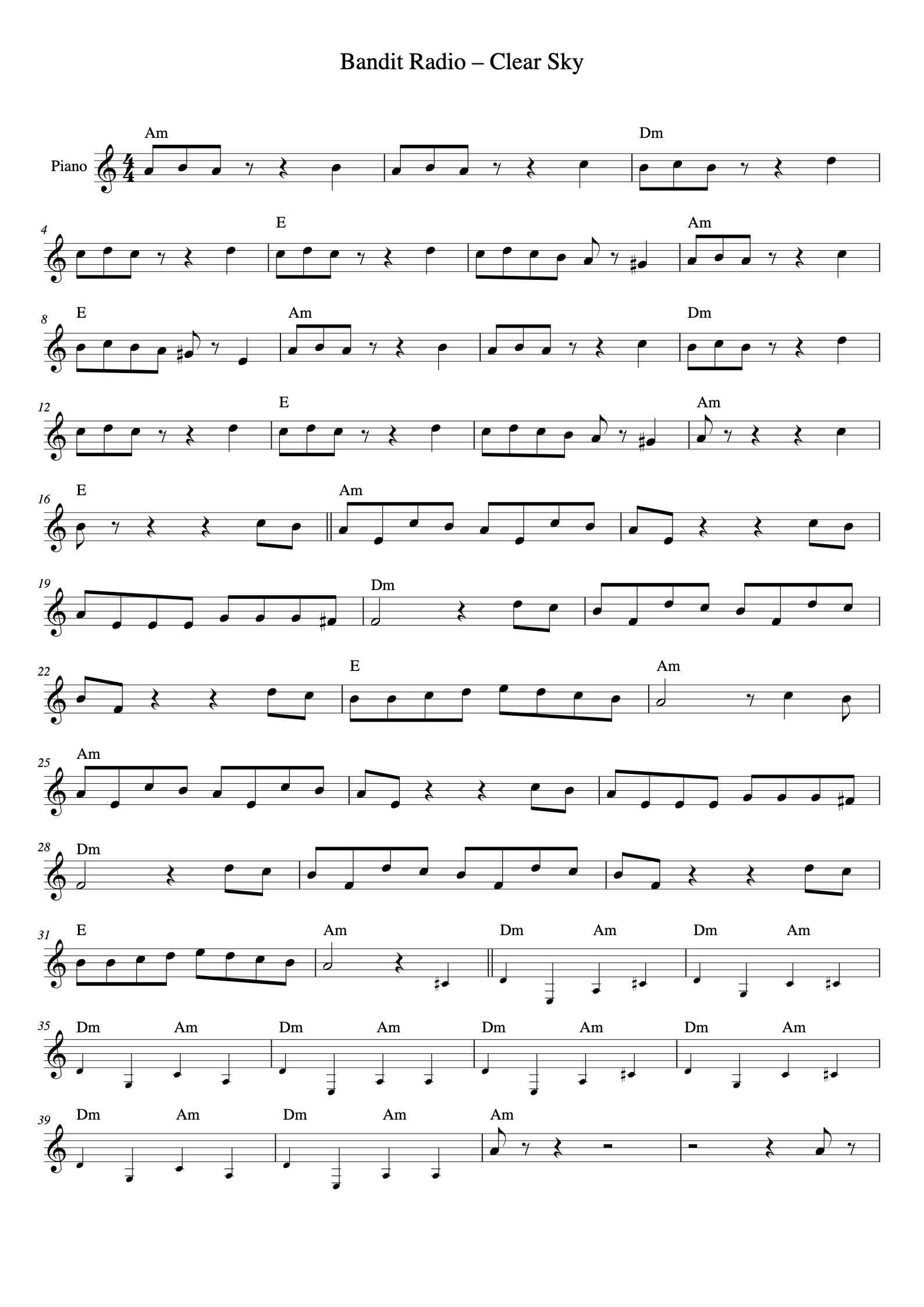 'Bandit Radio – Clear Sky' - Piano Sheet Music By S.T.A.L.K.E.R.: Clear ...