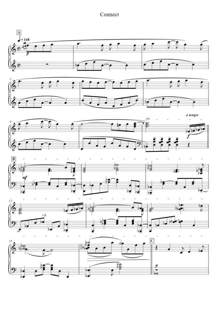 Connect钢琴谱 - Original music by ClariS Piano arrangement by Animenz ...