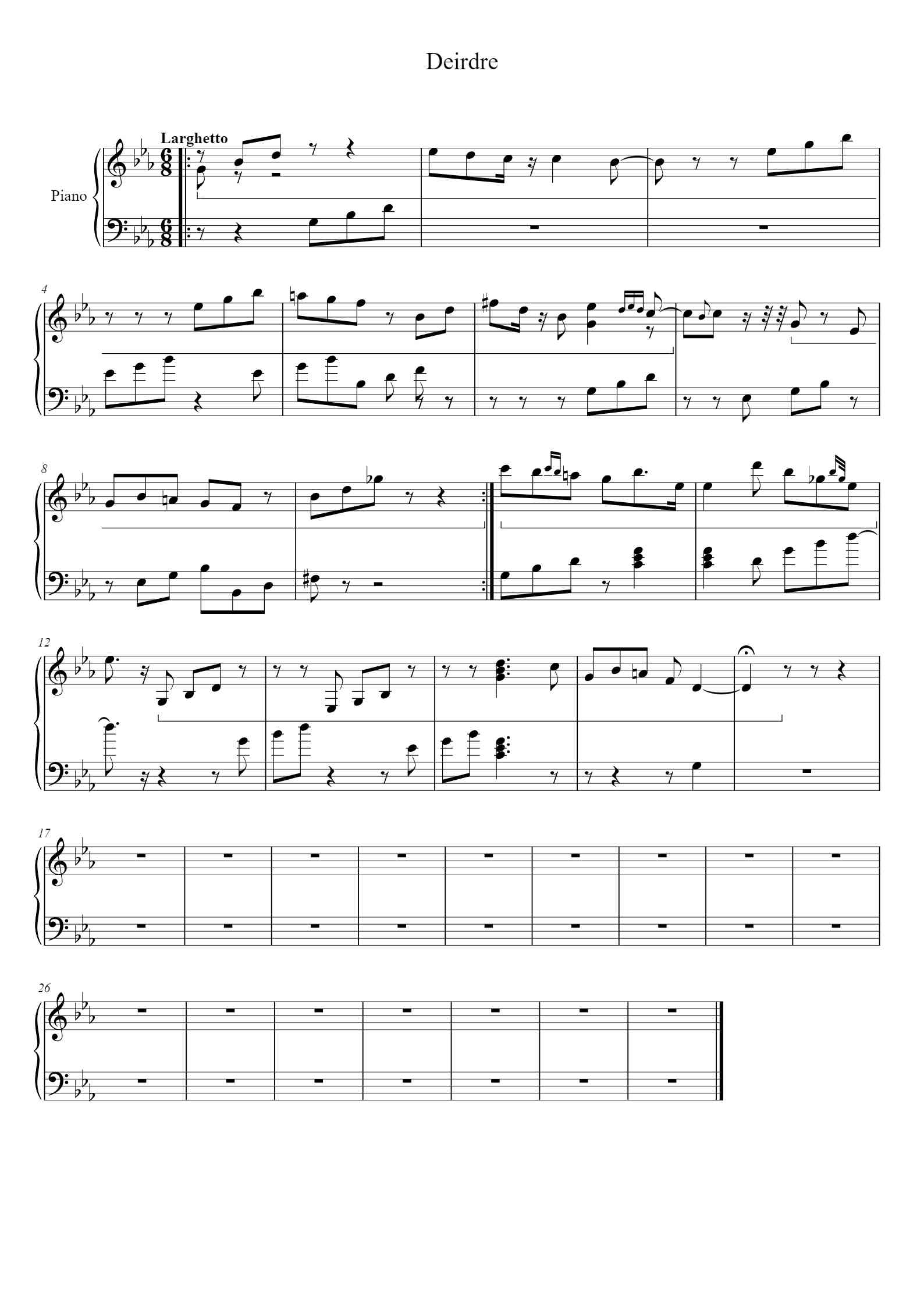 'Deirdre' - Piano Sheet Music By mathilda grace | TOPiano