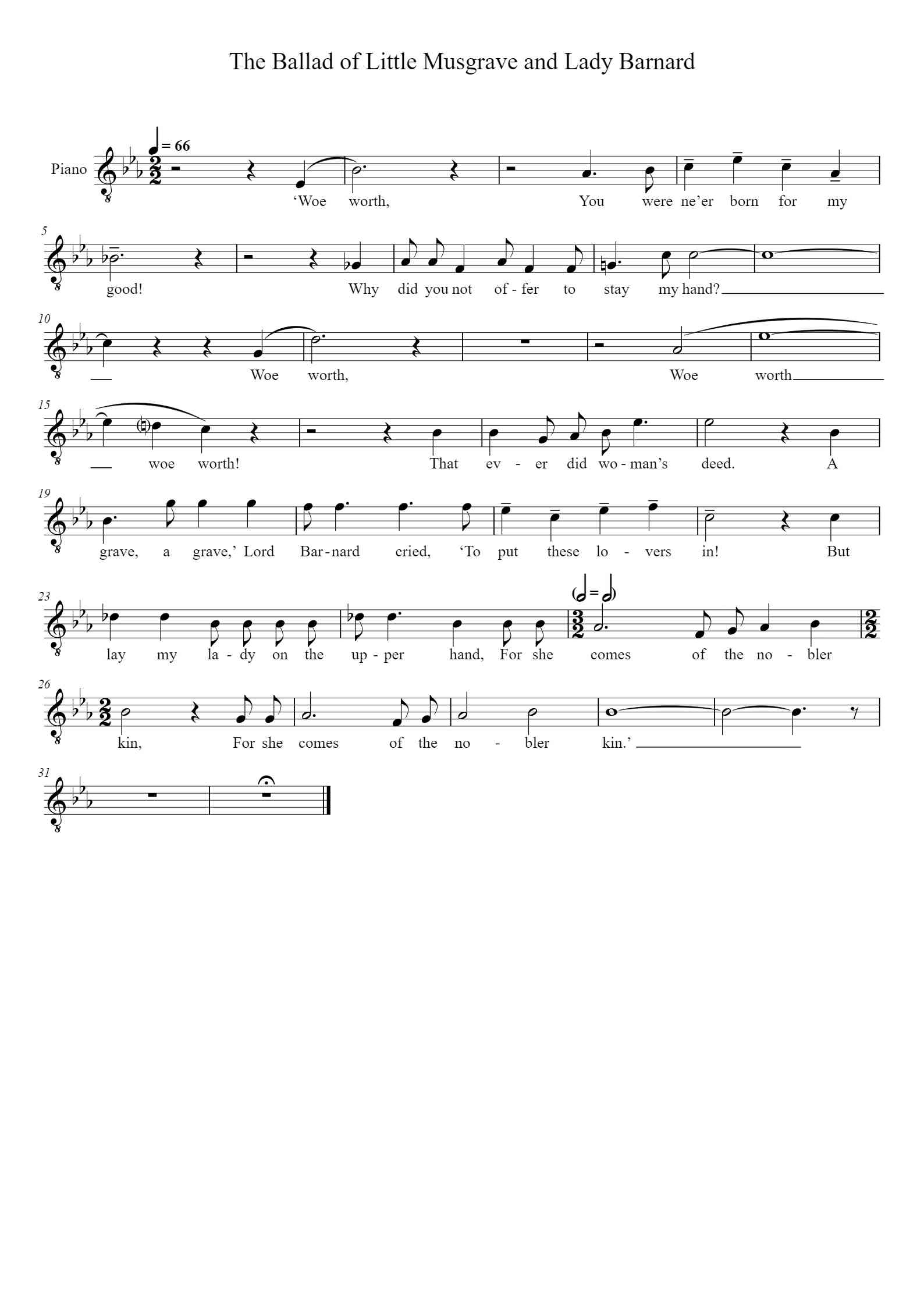 'The Ballad of Little Musgrave and Lady Barnard' - Piano Sheet Music By ...