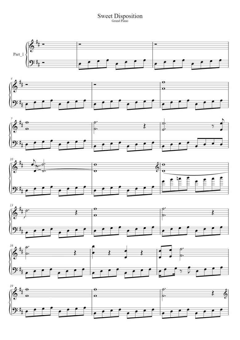 'Sweet Disposition' - Piano Sheet Music By Ben Stevenson | TOPiano