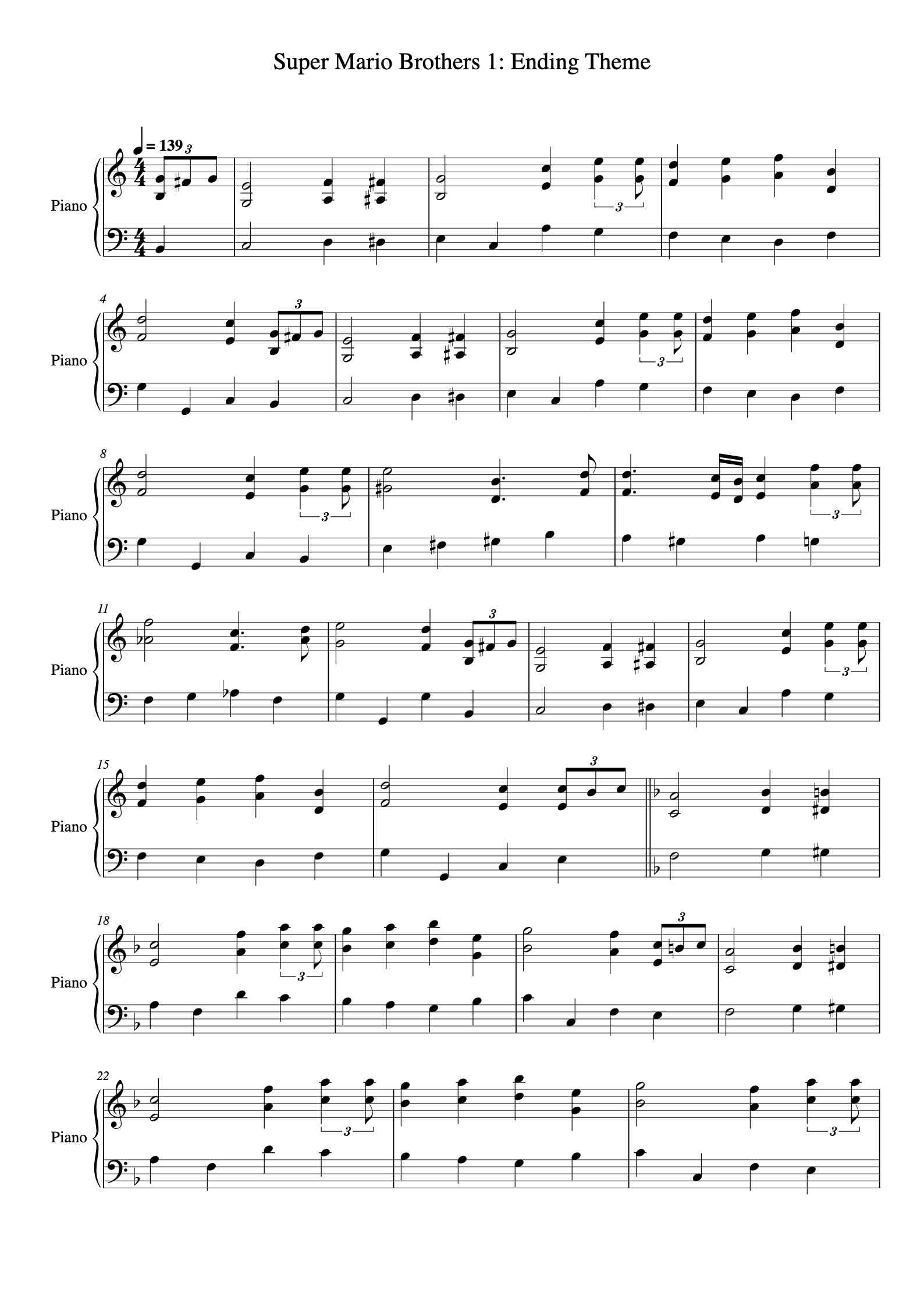 Learning Koji Kondo's "Super Mario Brothers 1: Ending Theme" Piano ...