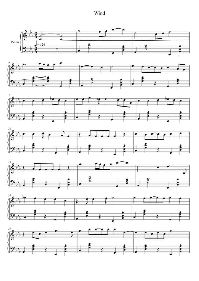 'Wind' - Piano Sheet Music By xxx | TOPiano