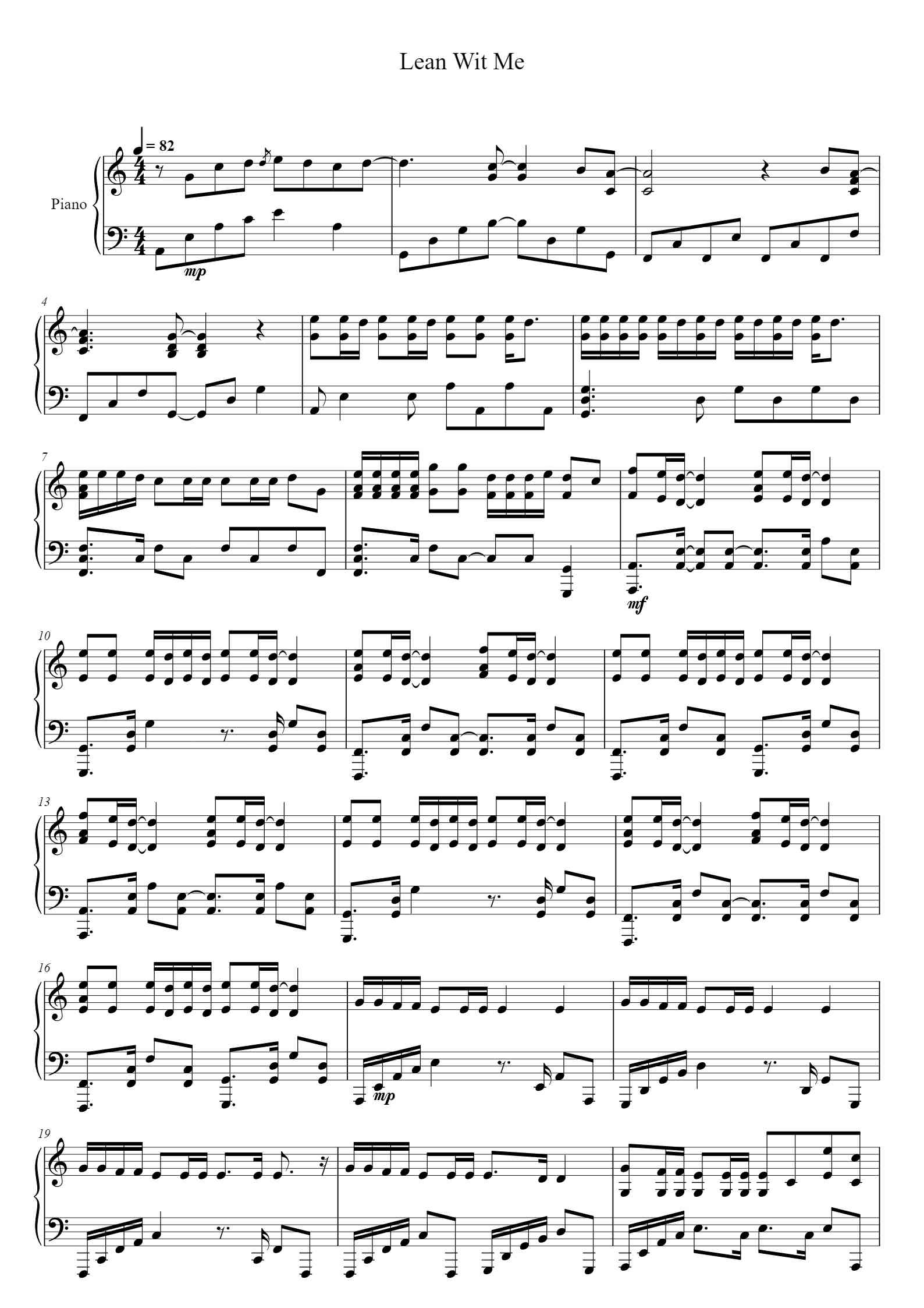 'Lean Wit Me - Juice WRLD' - Piano Sheet Music By Juice WRLD | TOPiano