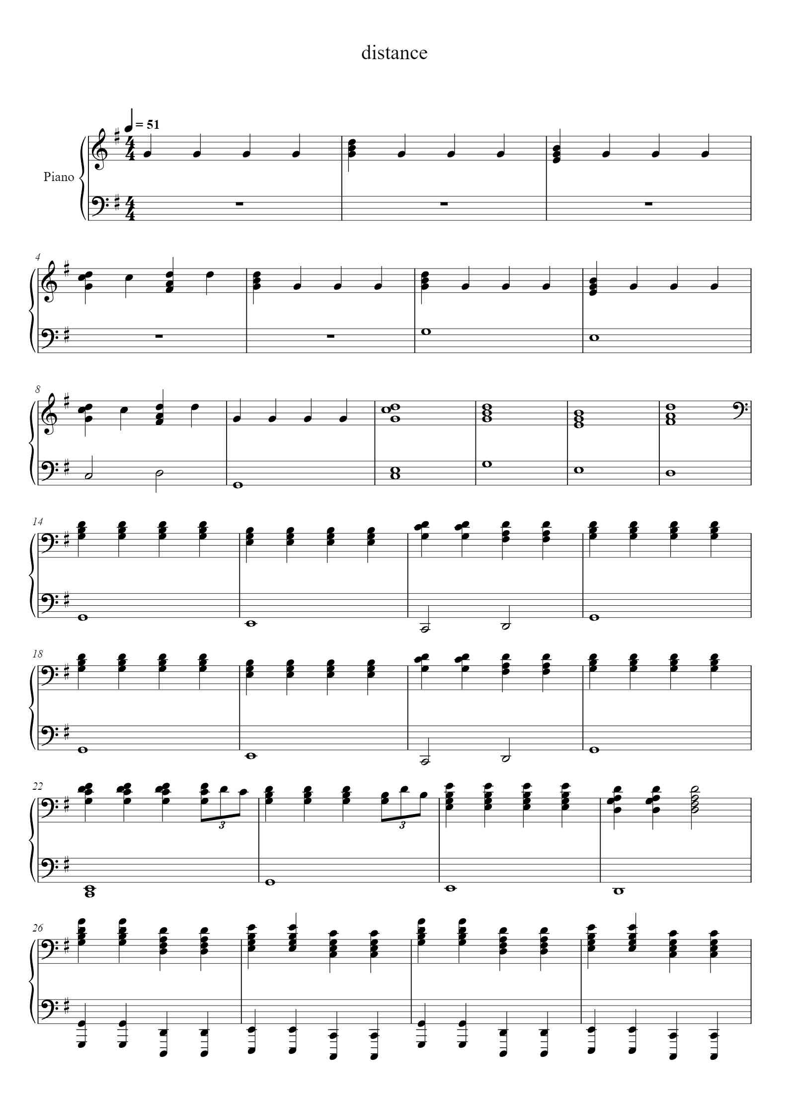 'distance' - Piano Sheet Music By Taia Bohne | TOPiano