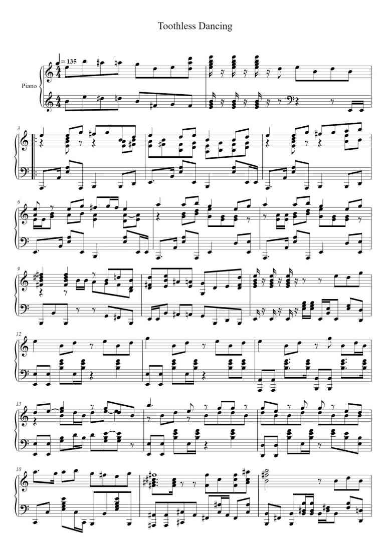 'Toothless Dancing' - Piano Sheet Music By Driftveil City - Pokémon ...