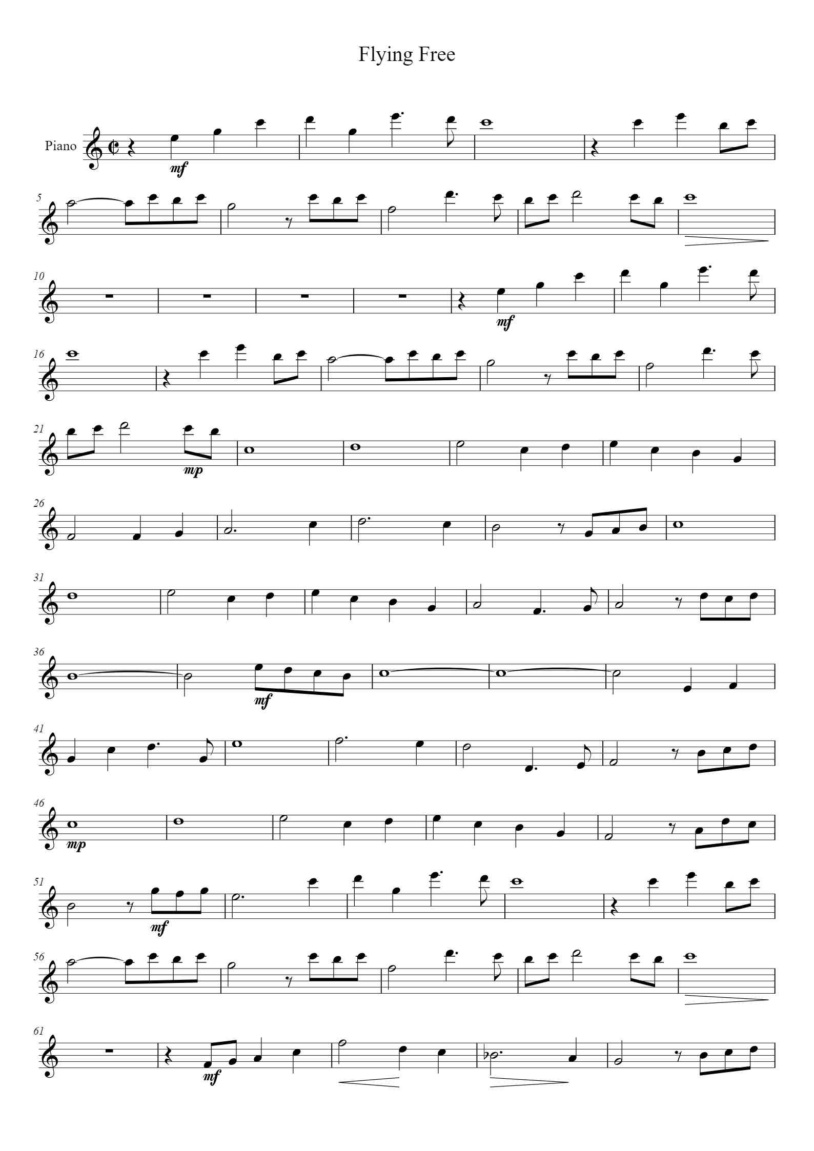 'Flying Free' - Piano Sheet Music By Pont Aeri | TOPiano
