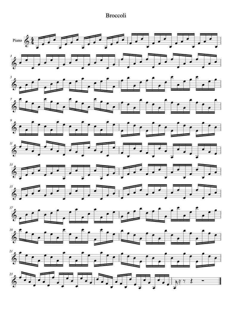 'Broccoli' - Piano Sheet Music By Angola High School Front Ensemble ...