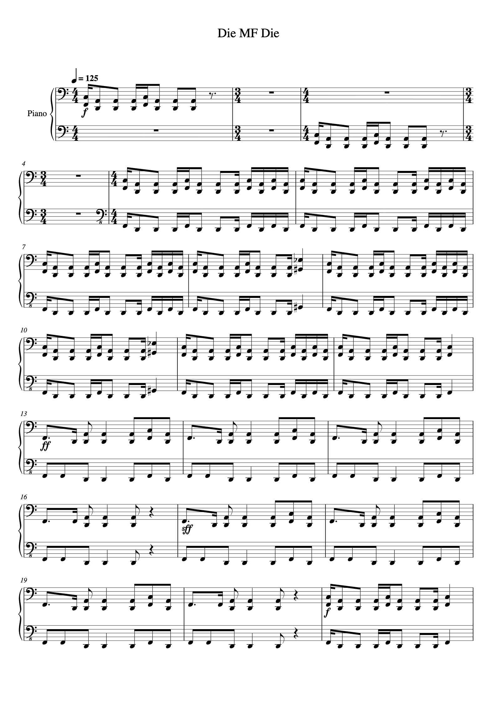'Die MF Die' - Piano Sheet Music By Vincent | TOPiano