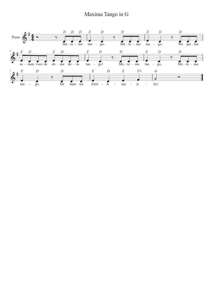 Maxima Tango in G voor keyboard钢琴谱 - - free piano sheet music ...