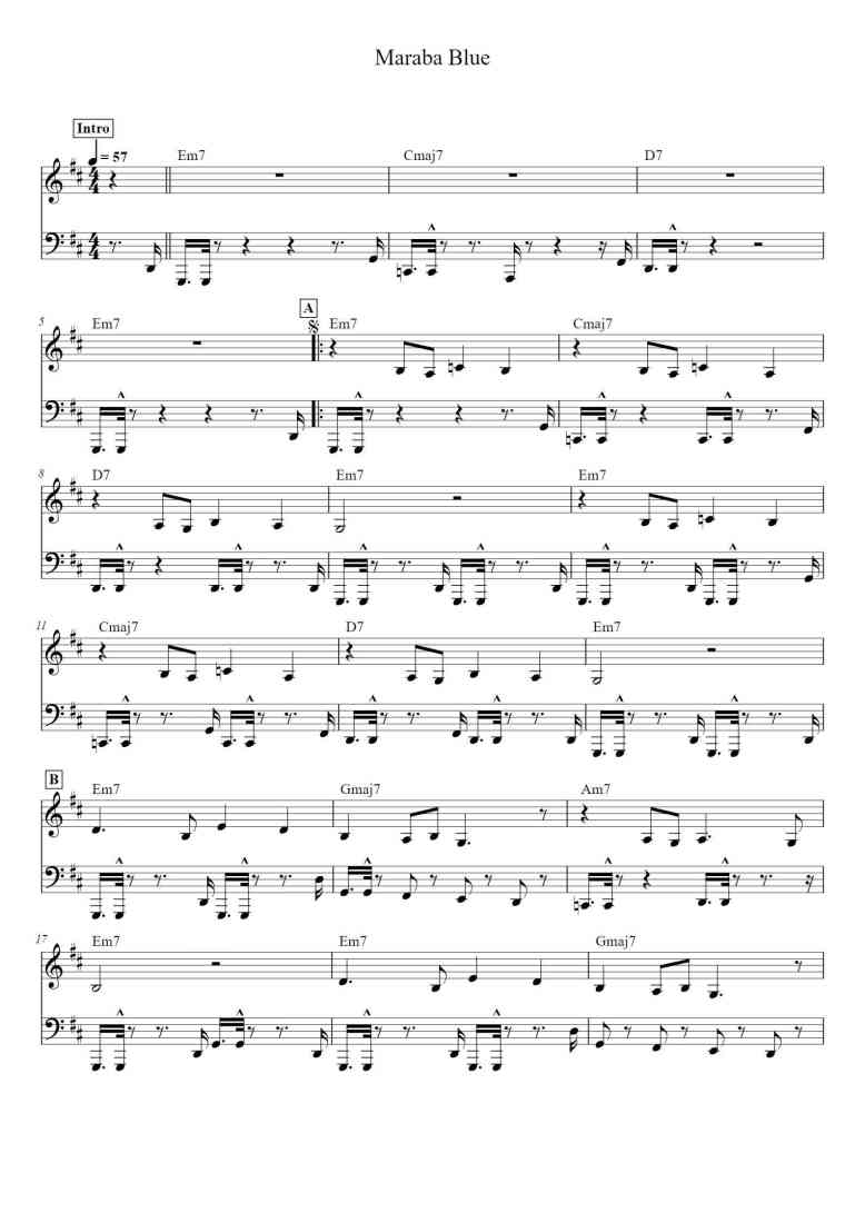 Maraba Blue钢琴谱 - Abdullah Ibrahim - free piano sheet music - PiaNoproblem