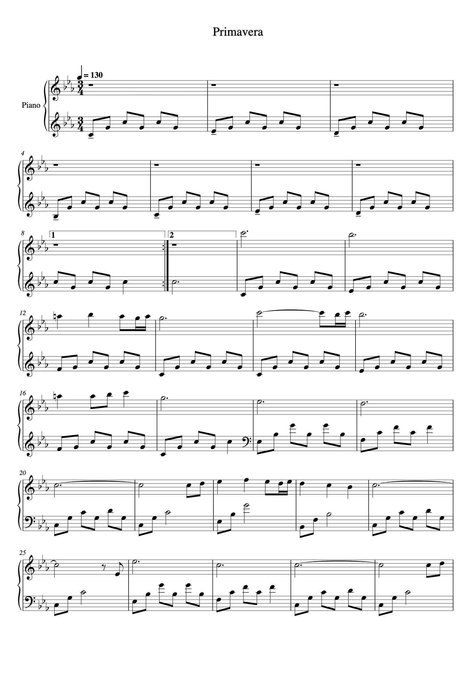 'Primavera - Ludovico Einaudi 钢琴版' - Piano Sheet Music By Ludovico ...