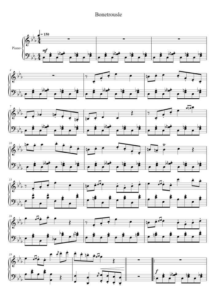 Bonetrousle钢琴谱 - Toby Fox - free piano sheet music - PiaNoproblem