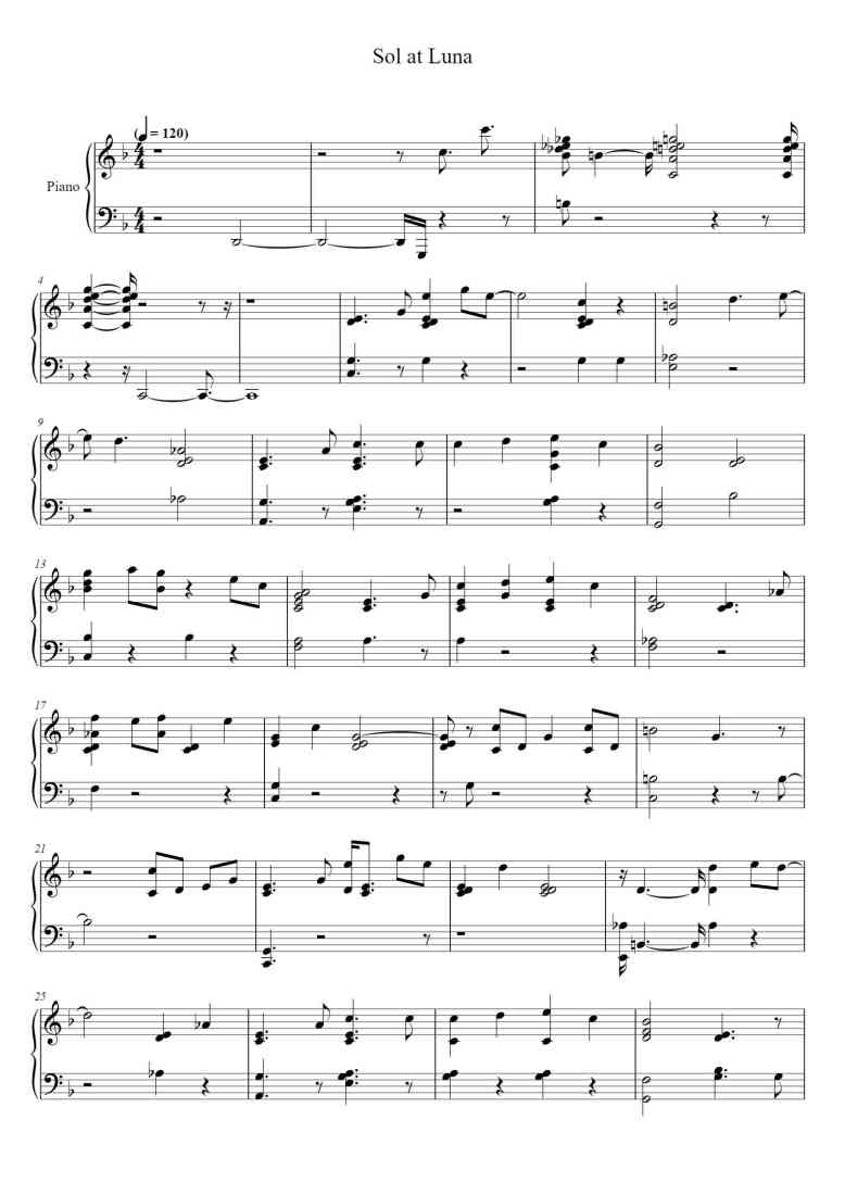 'Sol at Luna' - Piano Sheet Music By xxx | TOPiano