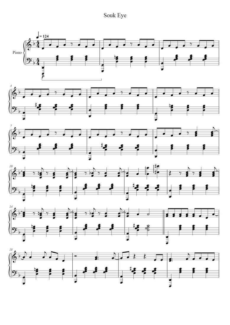 'Souk Eye' - Piano Sheet Music By Gorillaz | TOPiano