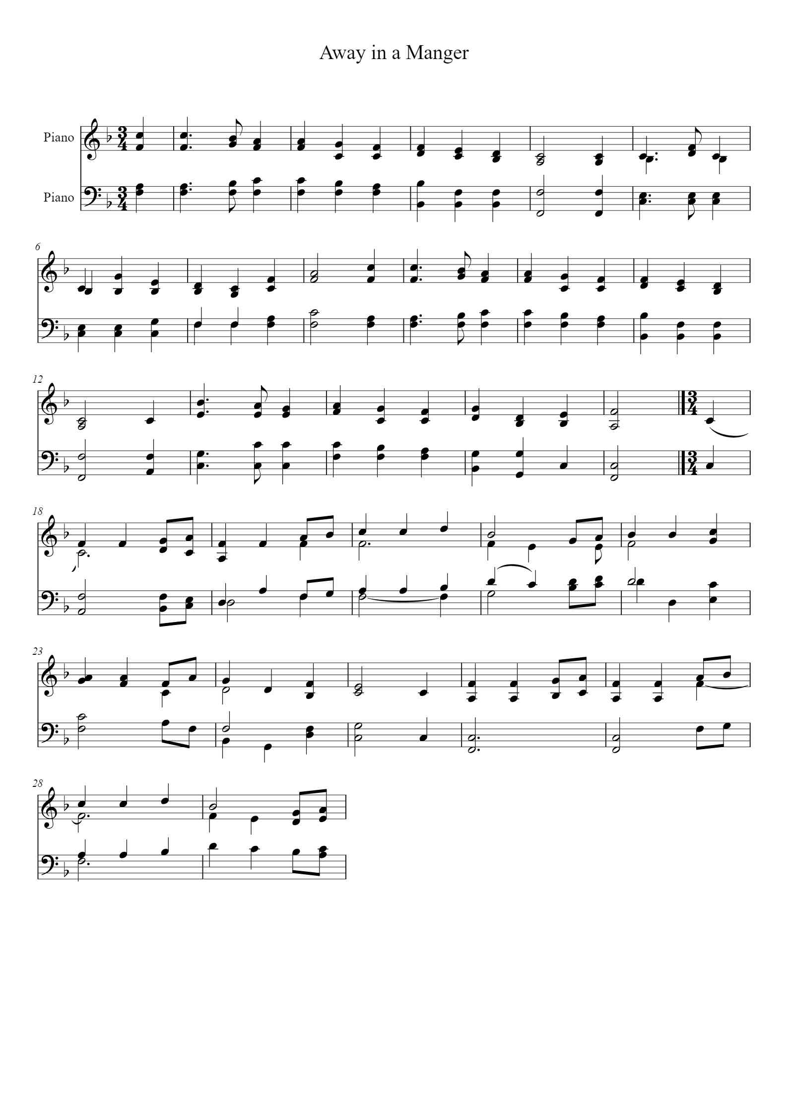 'Away in a Manger' - Piano Sheet Music By James. R Murray | TOPiano