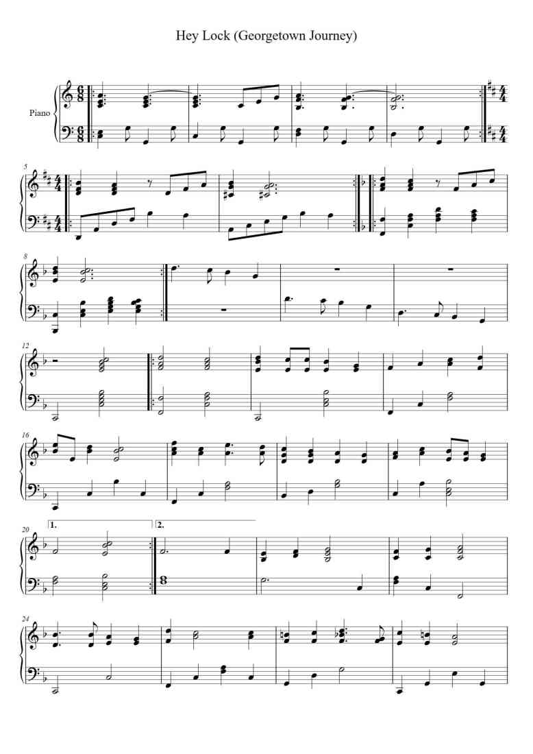 'Hey Lock (Georgetown Journey)' - Piano Sheet Music By P.M. Sites | TOPiano
