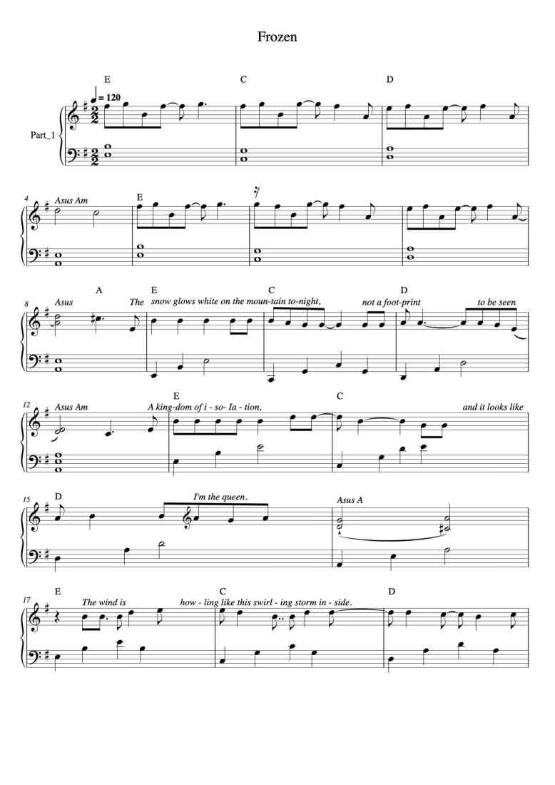 'Frozen' - Piano Sheet Music By Transcribed by Joyce Leong | TOPiano