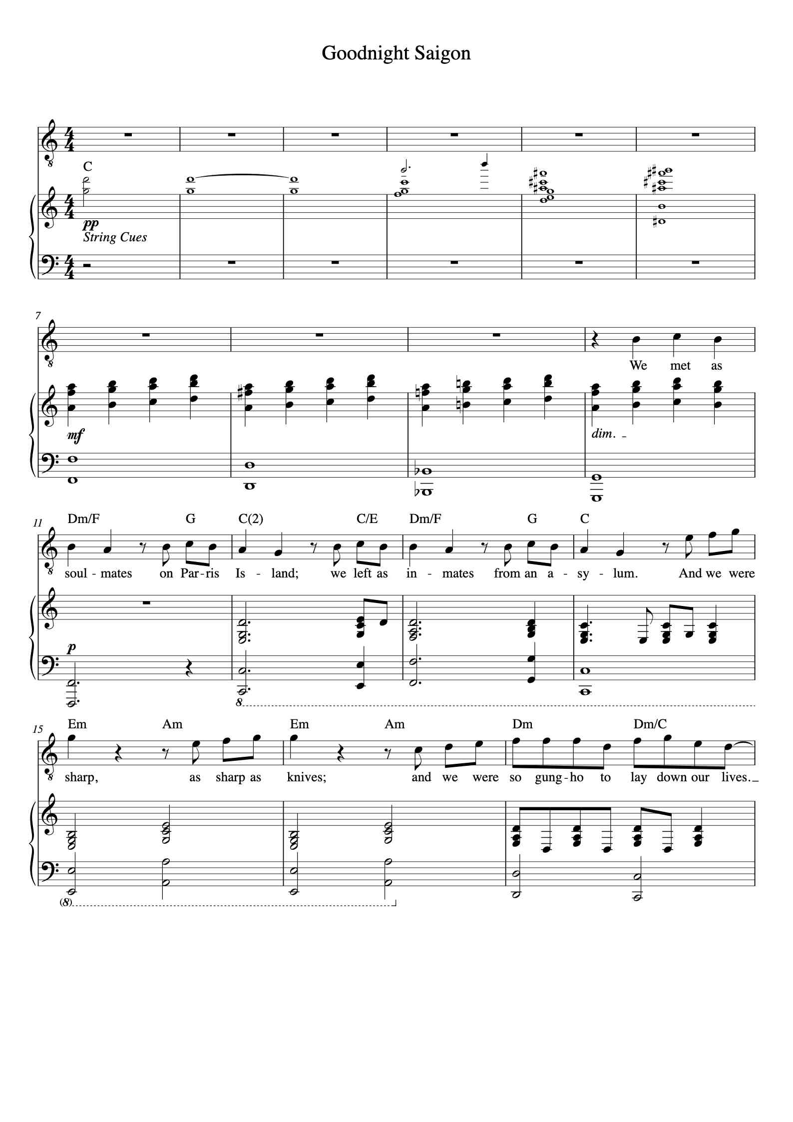 'Goodnight Saigon' - Beginner Piano Sheet Music by Words and Music by ...