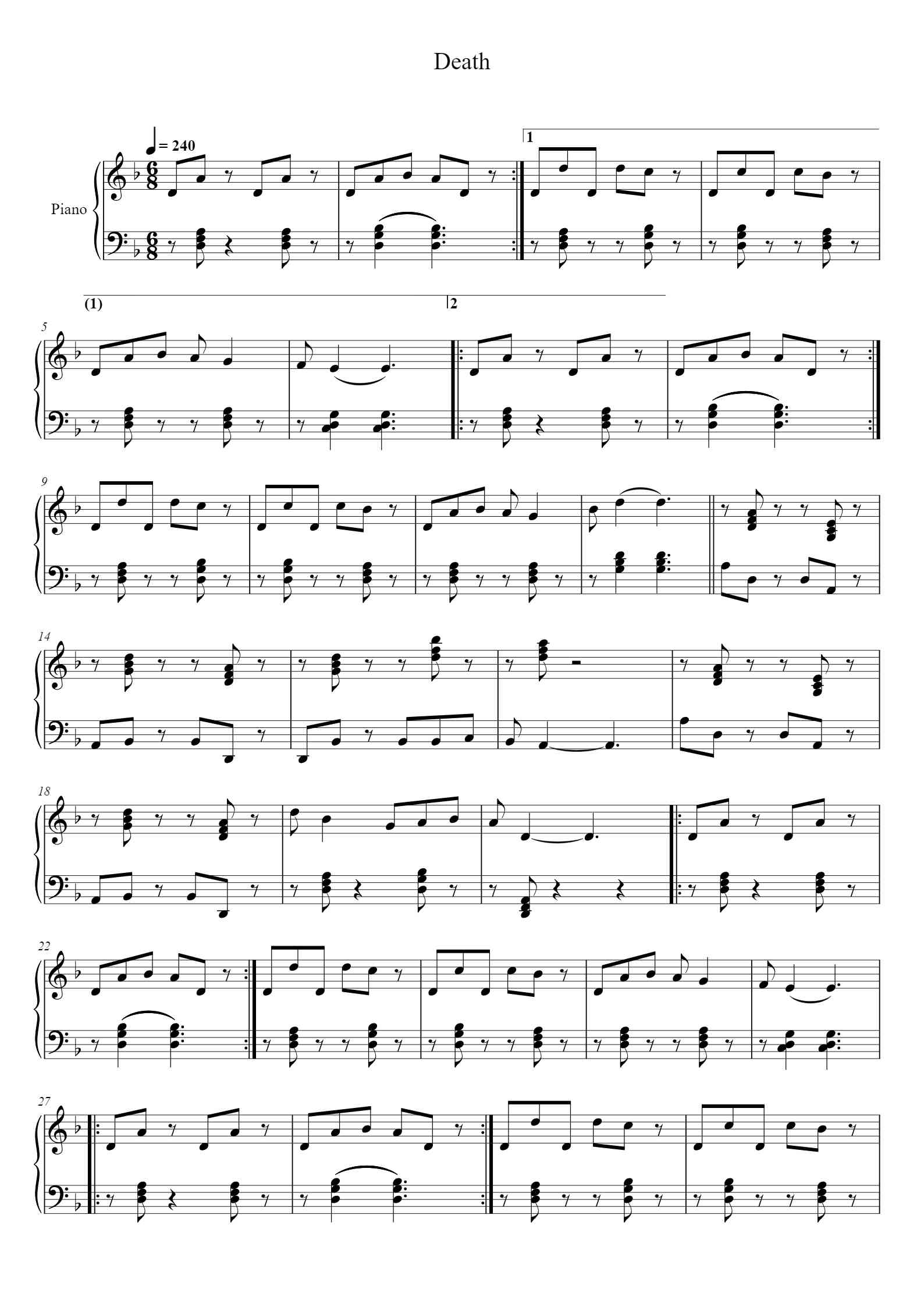 'Death' - Piano Sheet Music By me | TOPiano