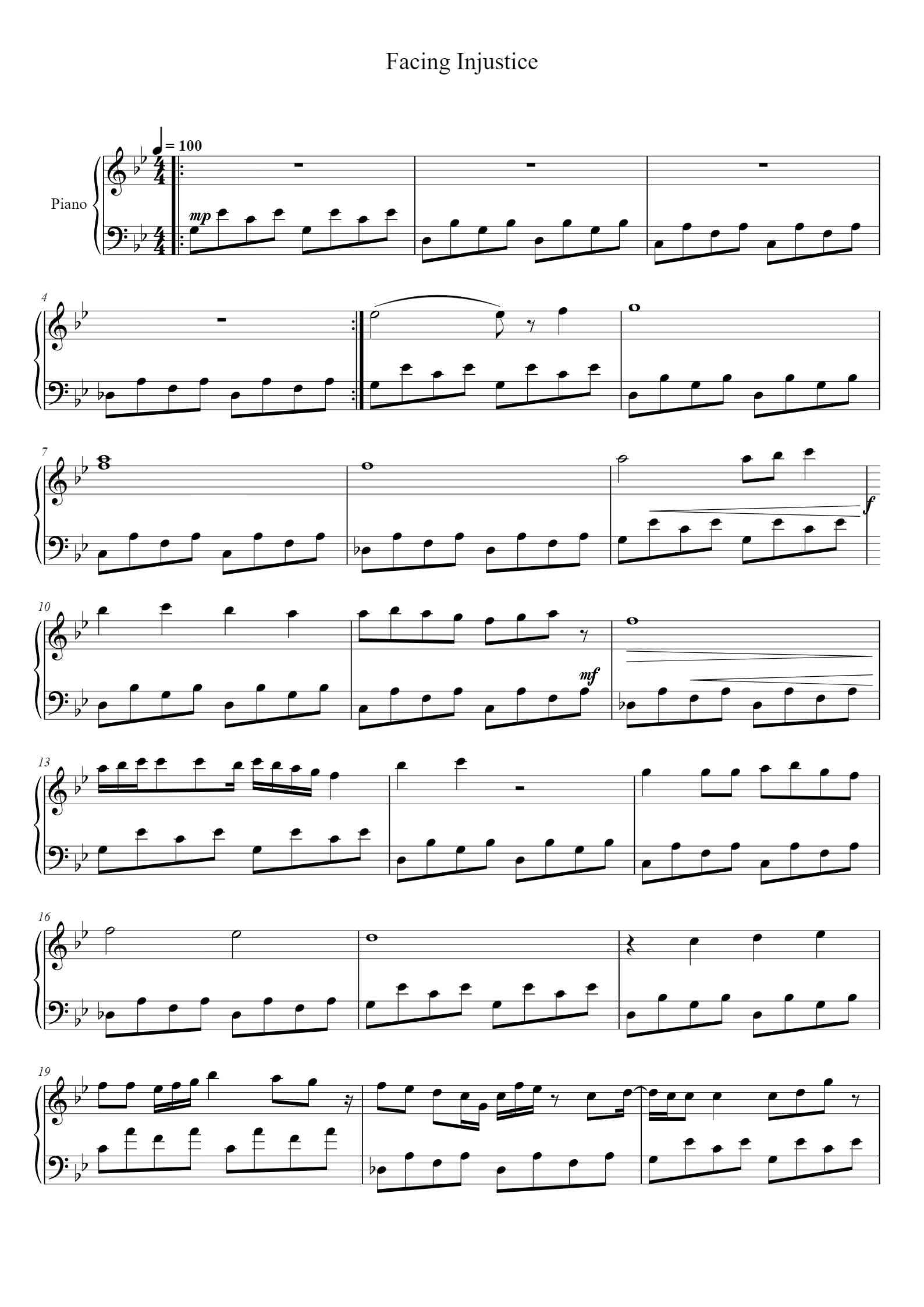 Facing Injustice钢琴谱 - Sonia Albert - free piano sheet music - PiaNoproblem