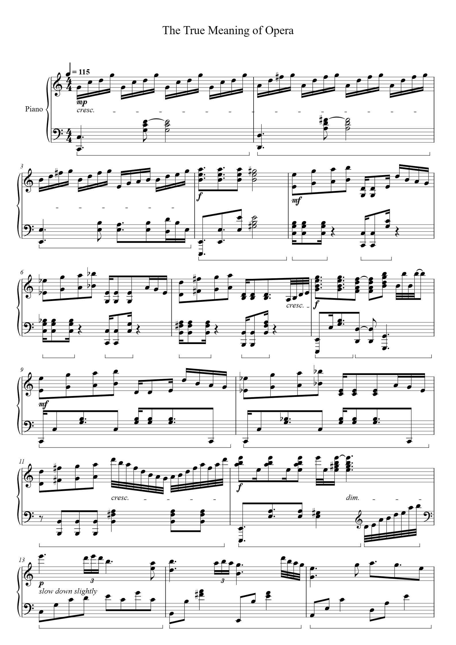 'The True Meaning of Opera' - Piano Sheet Music By Composed by Chaconne ...