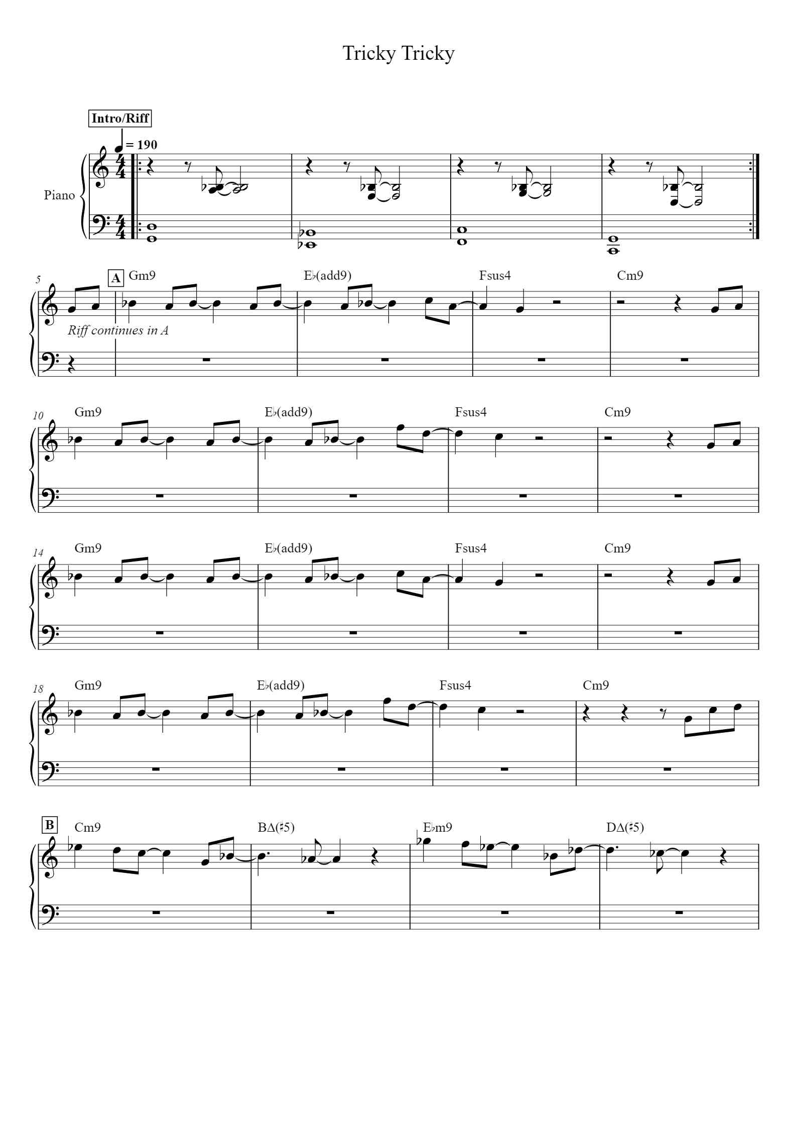 'Tricky Tricky' - Piano Sheet Music By Hodgkay | TOPiano