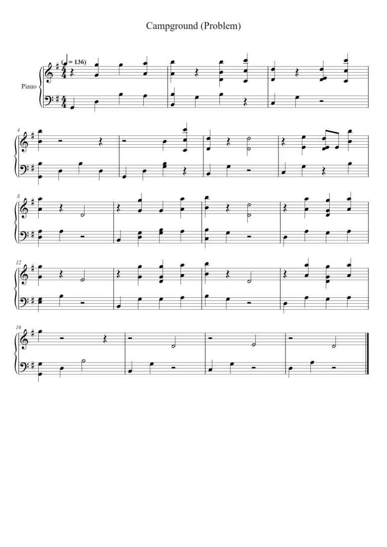 Campground (Problem)钢琴谱 - Asuka Ito / Daisuke Matsuoka - free piano sheet music - PiaNoproblem