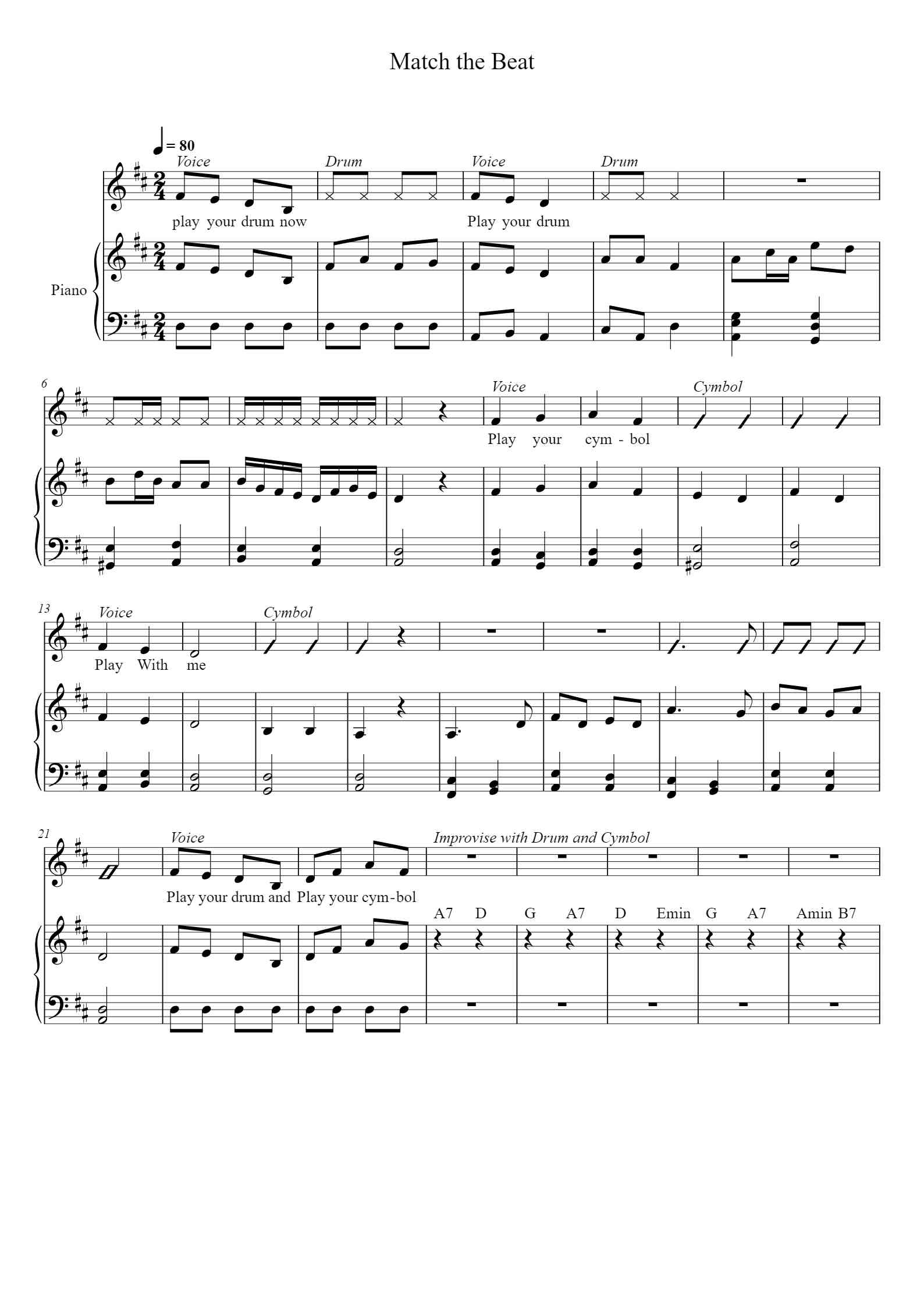 'Match the Beat' - Piano Sheet Music By Louinio | TOPiano