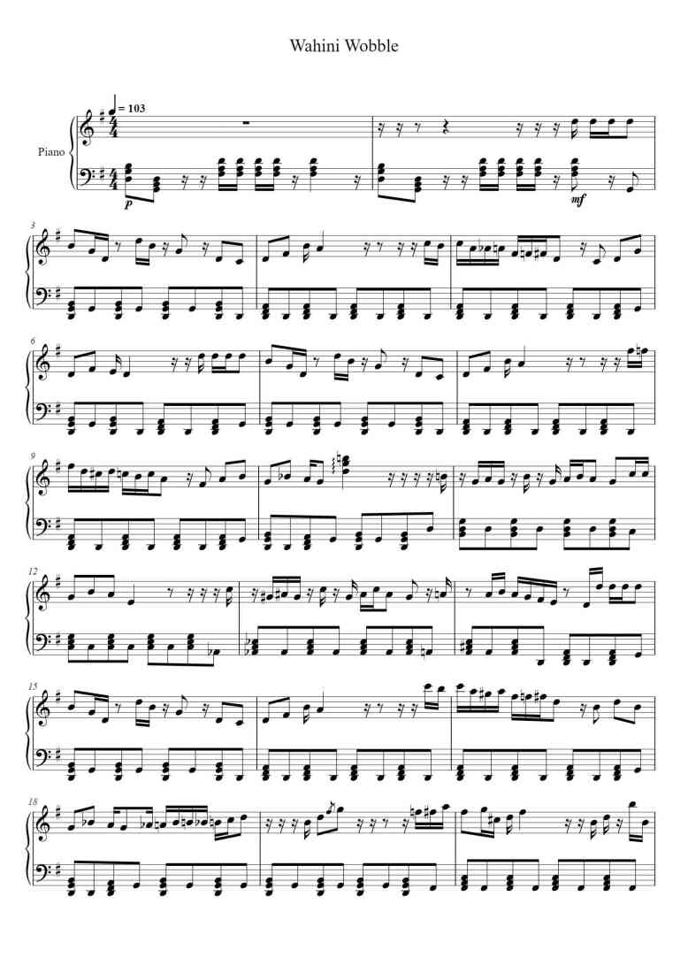 'Wahini Wobble' - Piano Sheet Music By Sage Guyton, Jeremy Wakefield ...