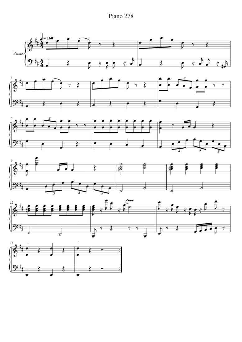 'Piano 278' - Piano Sheet Music By xxx | TOPiano