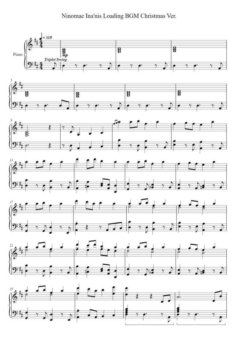 'Ninomae Ina'nis Loading BGM Christmas Ver. Piano Arrangement' - Piano ...