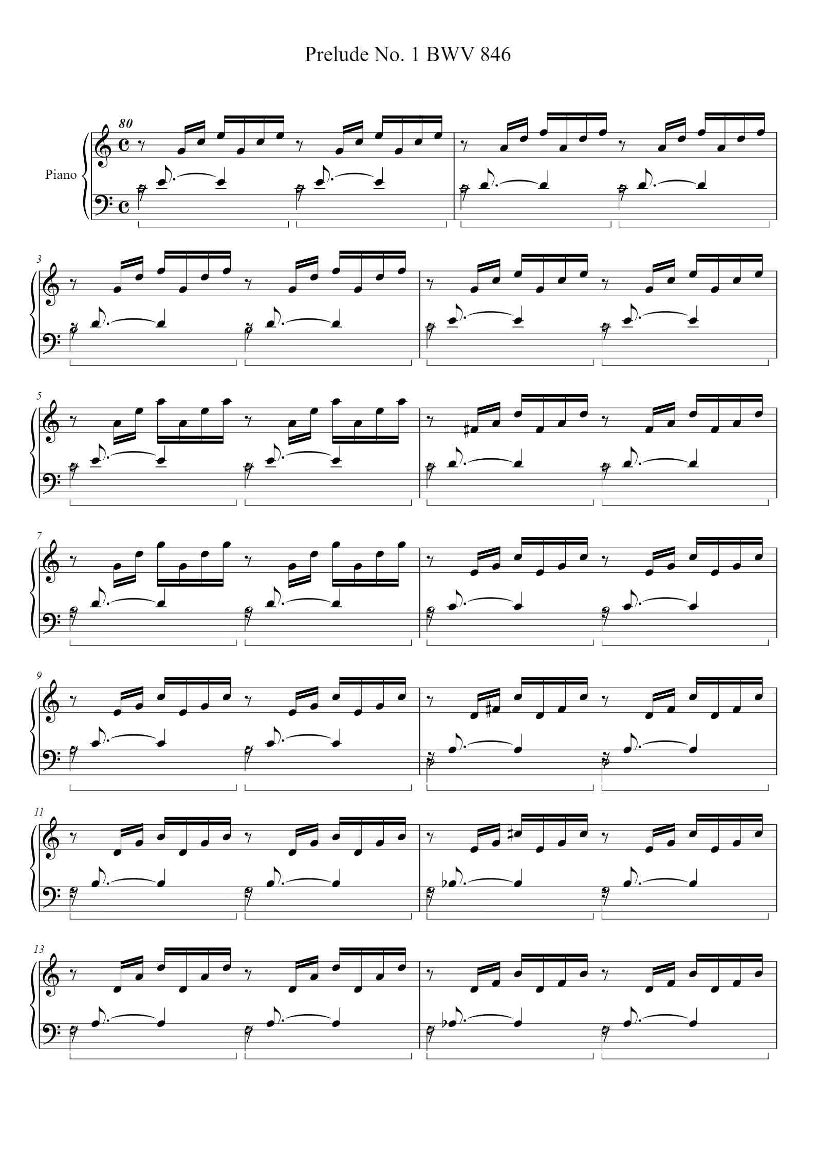 'Prélude No. 1 BWV 846 in C Major' - Piano Sheet Music By Johann Sebastian Bach (1685 - 1750 ...