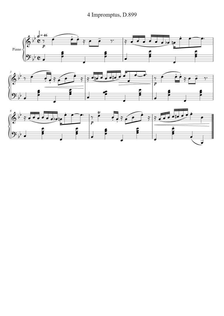 '4 Impromptus, D.899' - Piano Sheet Music By F. Schubert / Steven Viola ...