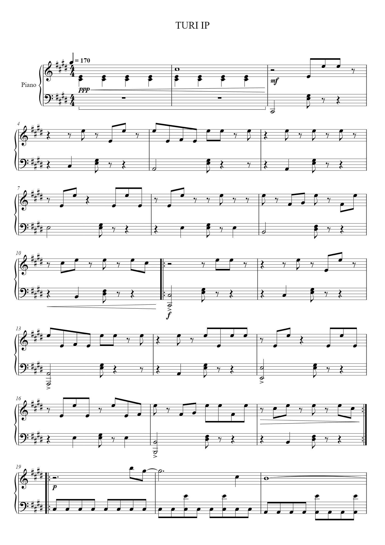'TURI IP' - Piano Sheet Music By xxx | TOPiano