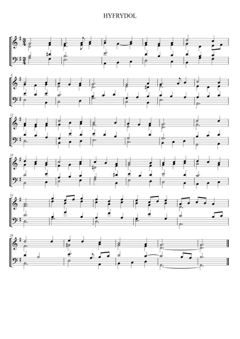 'HYFRYDOL' - Piano Sheet Music By Rowland Hugh Prichard, 1830 Arr ...