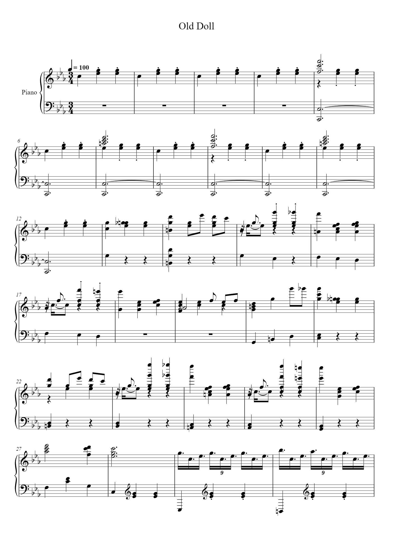 'Old Doll' - Piano Sheet Music By xxx | TOPiano
