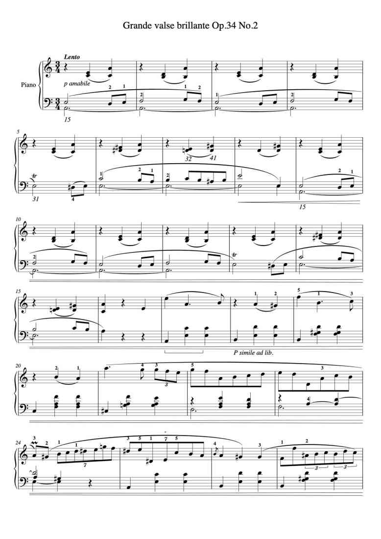 'Grande Valse Brillante in A Minor, Op. 34, No. 2' - Piano Sheet Music ...