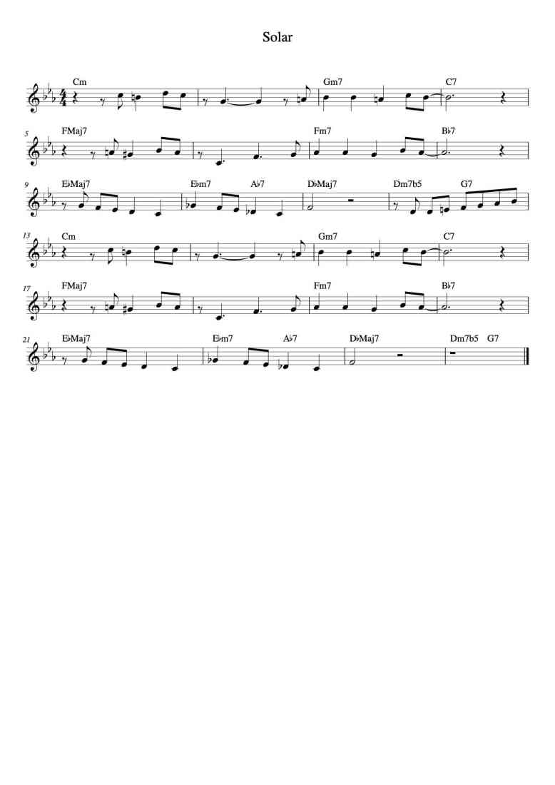 'Solar' - Piano Sheet Music By Miles Davis | TOPiano